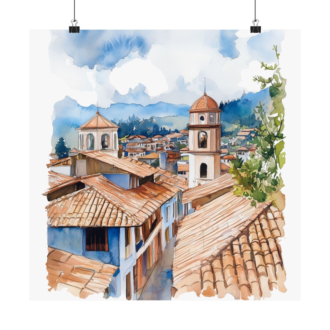 Cuenca Art, Ecuador Watercolor Painting, Streetscape Print, Latin ...