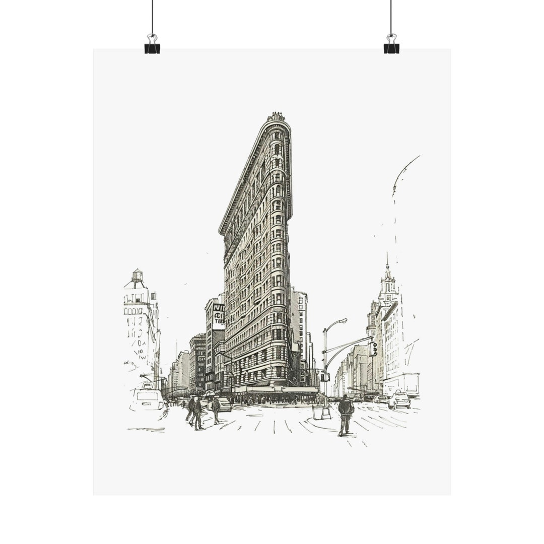 Sketched Flatiron Building Art Print, New York Wall Art, NYC Manhattan ...