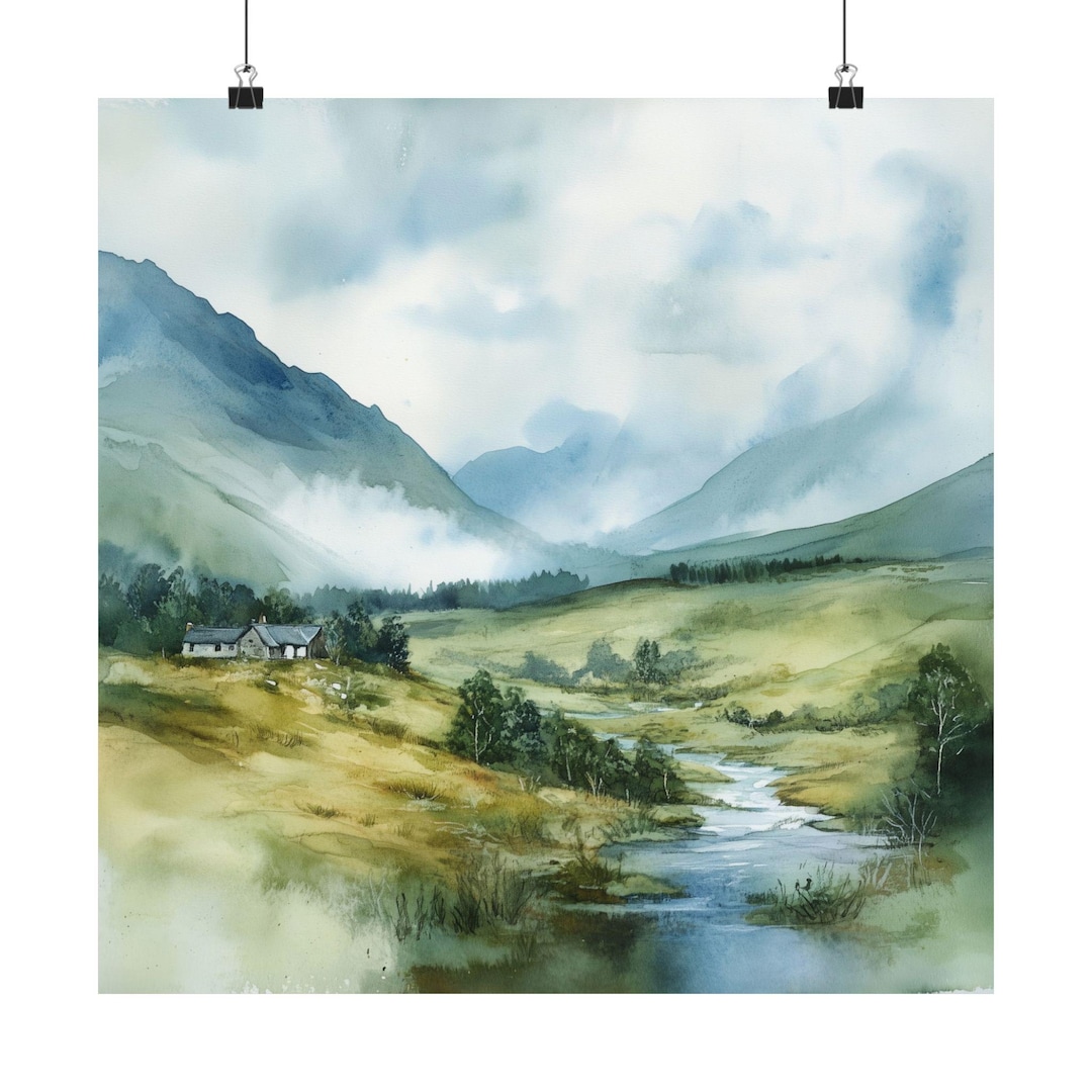 Scotland Wall Art, Scottish Highlands Print, Misty Mountains Landscape ...