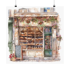 French Bread Shop Painting, Boulangerie, Patisserie, Paris Baguette ...