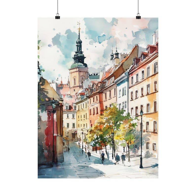 Warsaw Print, Poland Wall Art, European Cityscape Watercolor Painting ...