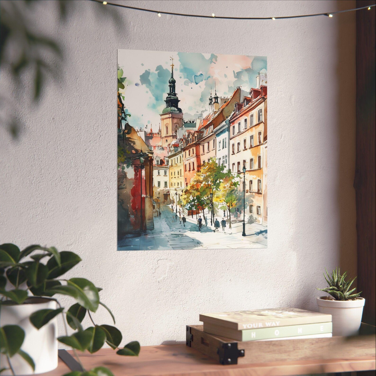 Warsaw Print, Poland Wall Art, European Cityscape Watercolor Painting ...