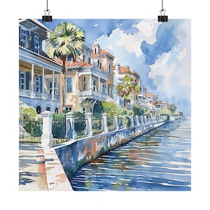 The Battery Charleston Painting, South Carolina Art Print, Landscape ...
