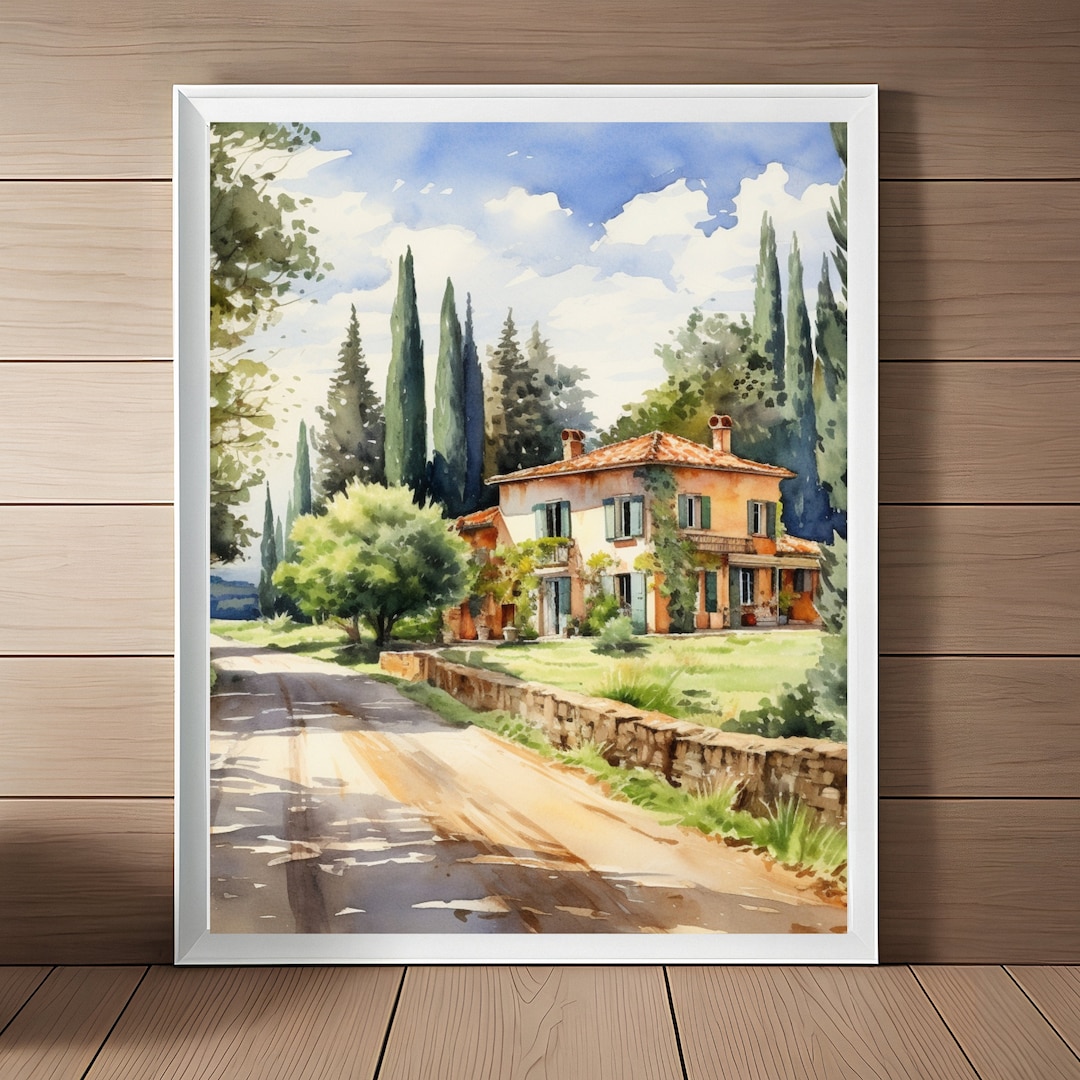 Tuscany Watercolor Print, Countryside Painting, Italy Art, Italian ...