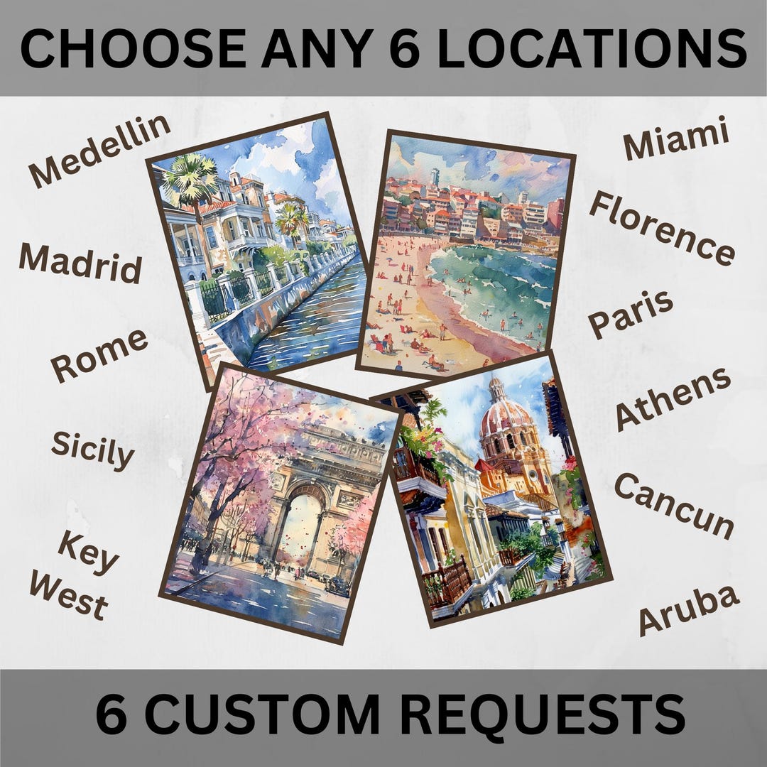 Custom Posters Set of 6 Prints Digital Download, Personalized Travel ...