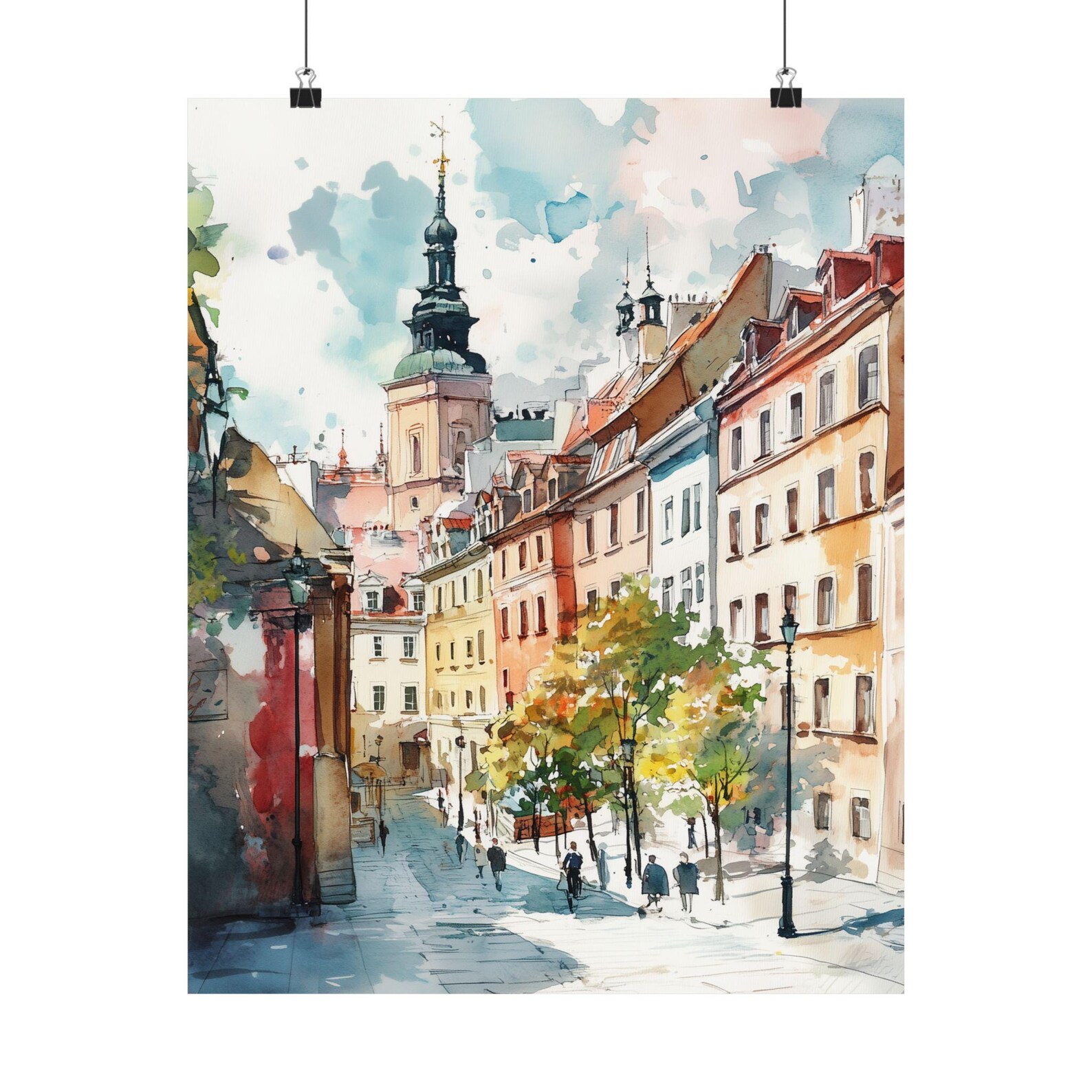 Warsaw Print, Poland Wall Art, European Cityscape Watercolor Painting ...