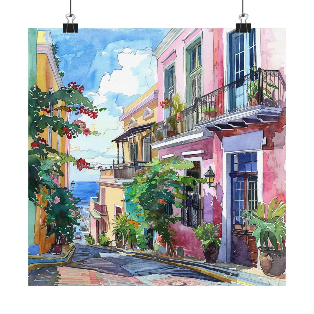 San Juan Painting, Puerto Rico Art Print, Colorful Colonial Old San ...