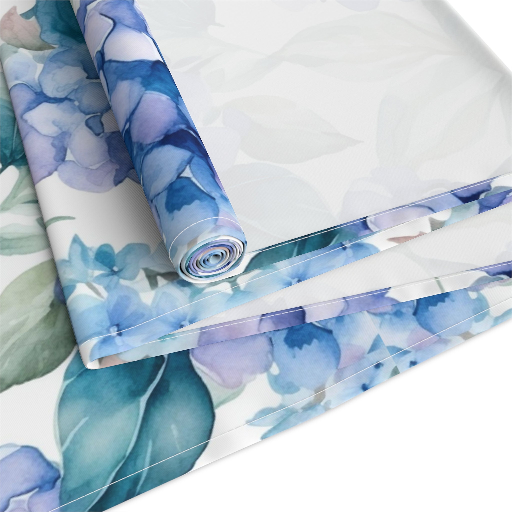 Blue Hydrangea Table Runner, Hydrangeas Table Runner, Hydrangea Dining Table Runner, Hydrangea ...