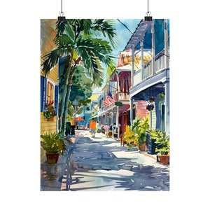 Key West Art Streetscape Painting, Florida Keys Wall Art, Florida Art ...