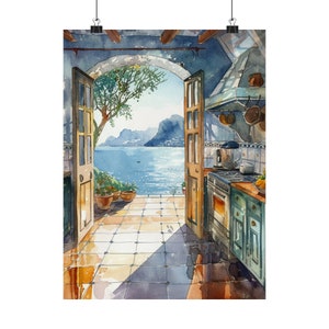 Capri Painting, Italian Kitchen Art, Vintage Italy Watercolor Print ...
