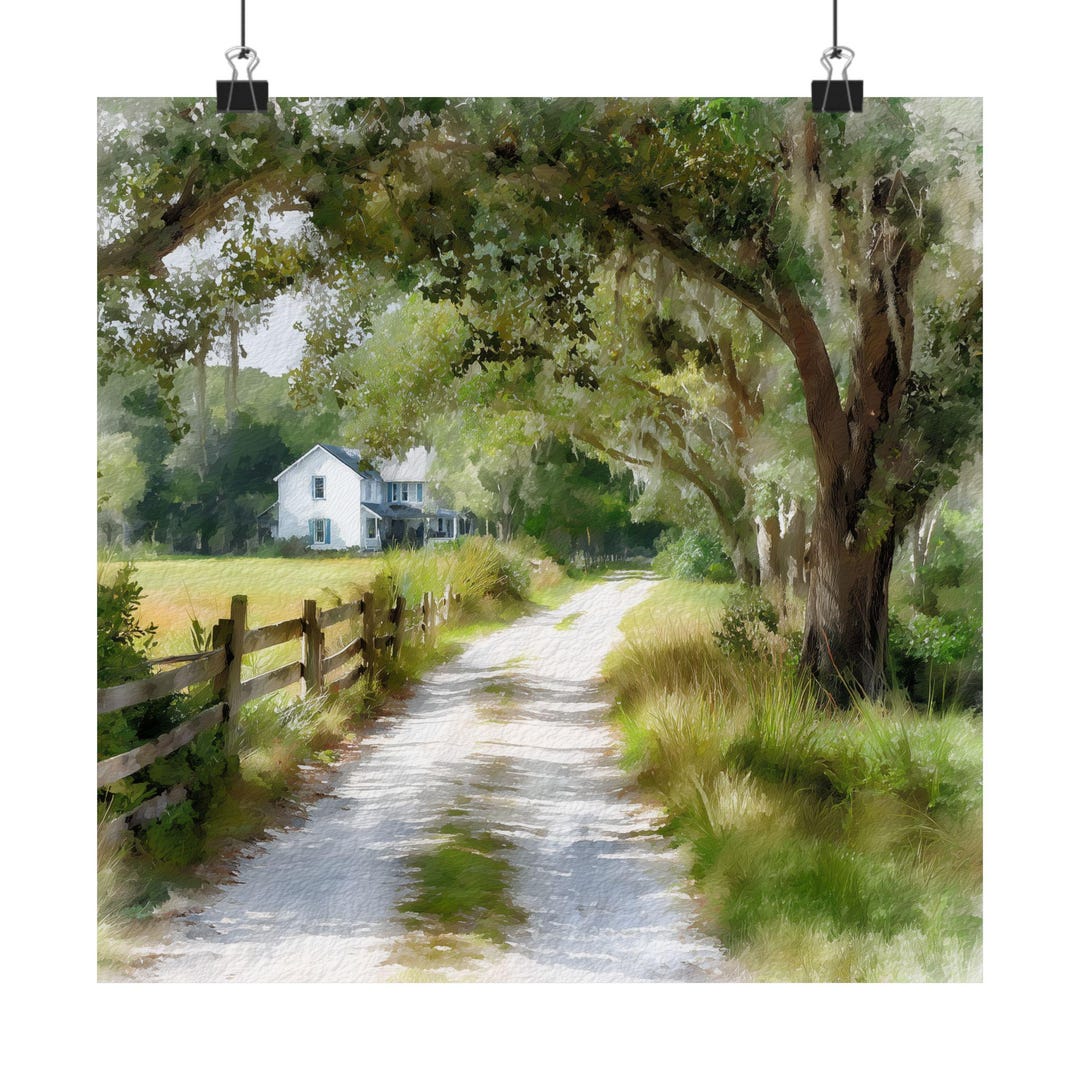 Rural South Georgia Watercolor Painting: Countryside USA Art Print ...
