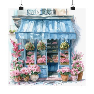 Paris Art, French Flower Shop Print, Watercolor Painting, Parisian ...