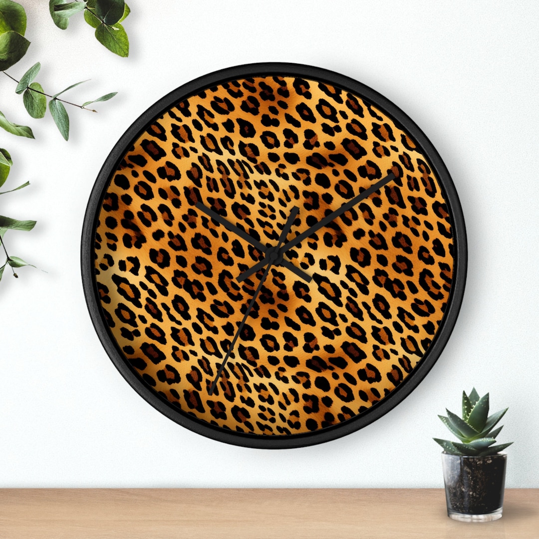 Animal Print Wall Clock, Jaguar Leopard Decor, Bathroom Clock, Girly ...