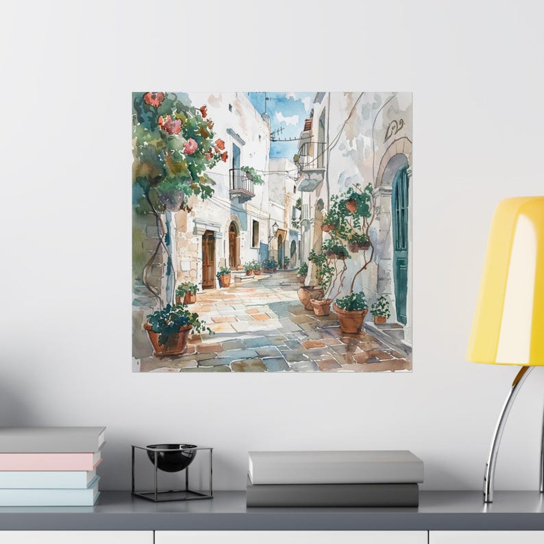 Puglia Painting, Southern Italy Streetscape Watercolor Art Print ...