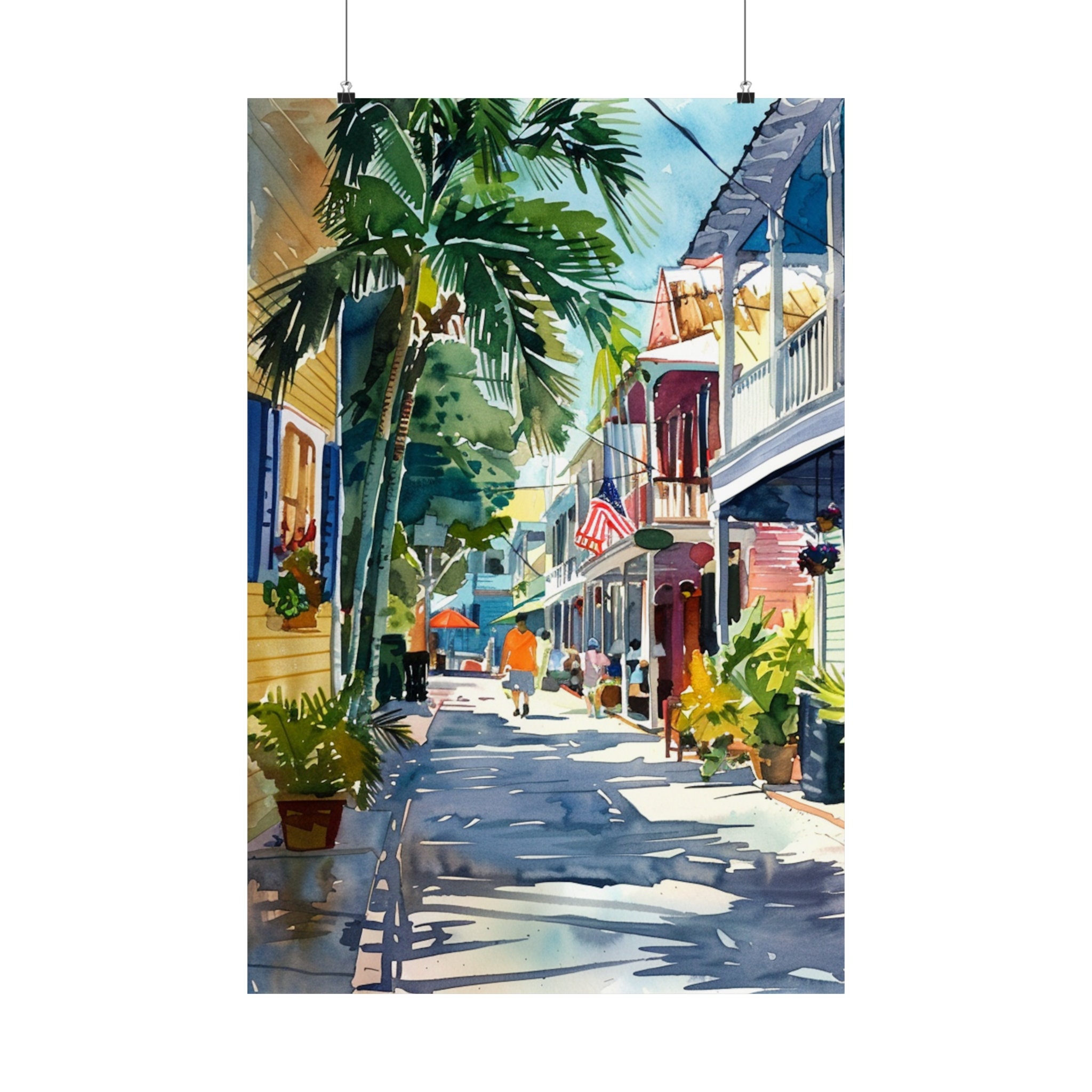 Key West Art Streetscape Painting, Florida Keys Wall Art, Florida Art ...