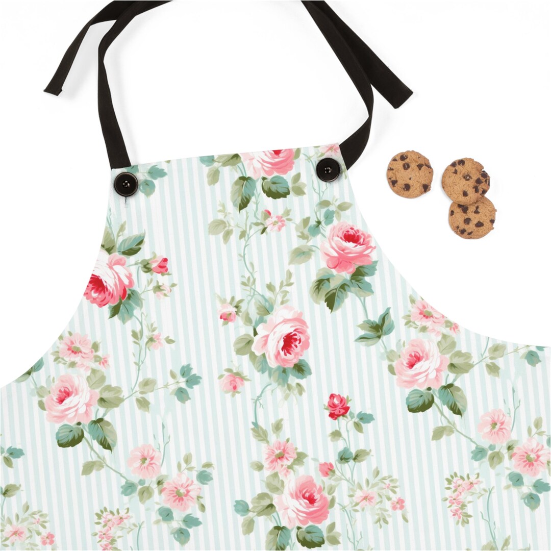 Floral Apron, Shabby Chic Roses Apron, Floral Kitchen Decor, Pink Roses ...