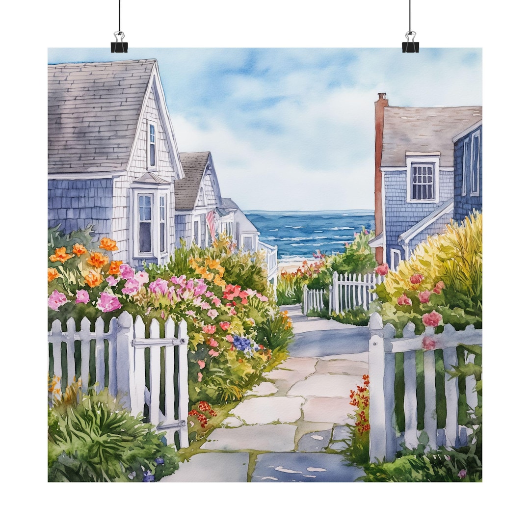 Nantucket Watercolor Painting: Cape Cod Seascape Art Print, Seascape ...