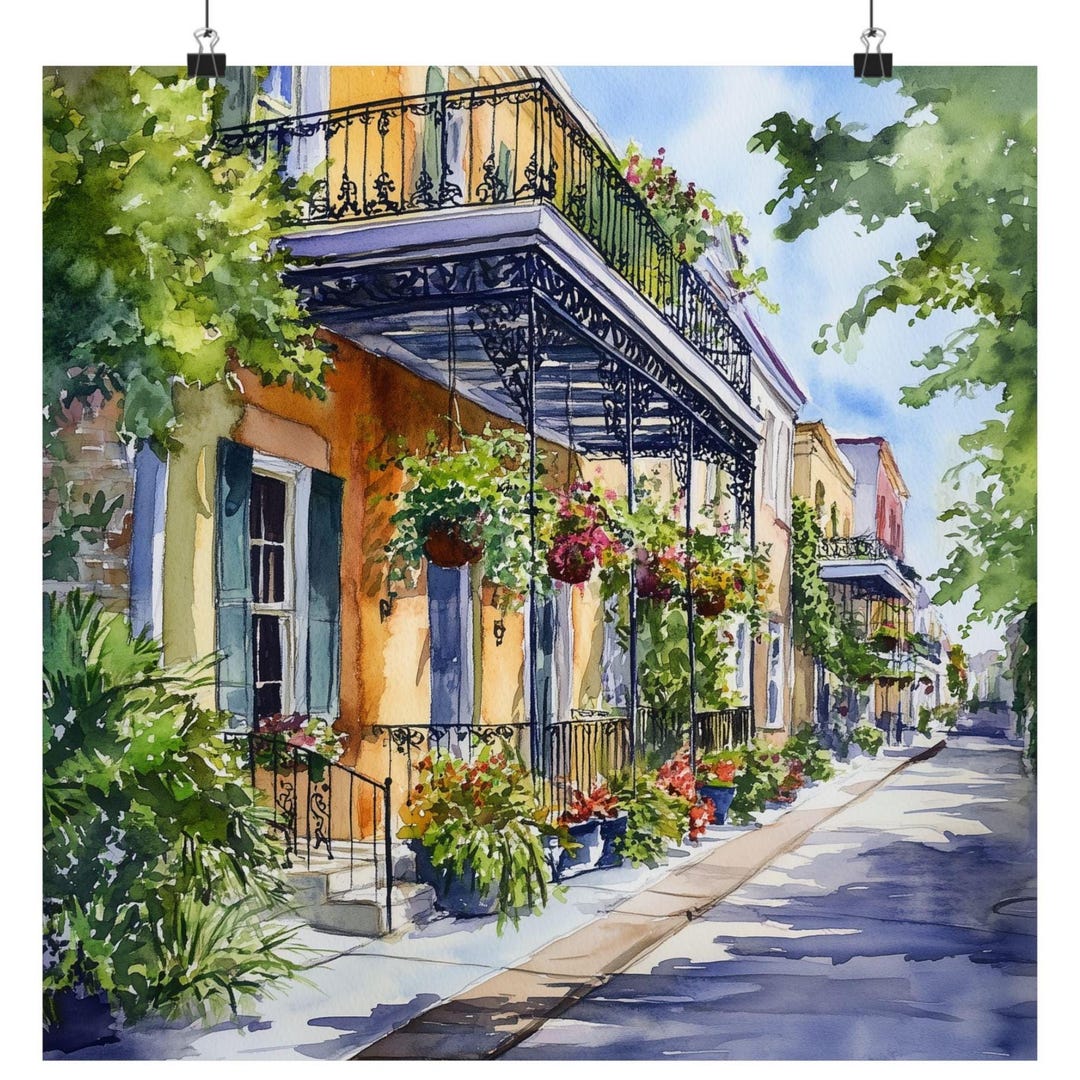 New Orleans Watercolor Painting, French Quarter Art Print, Louisiana ...