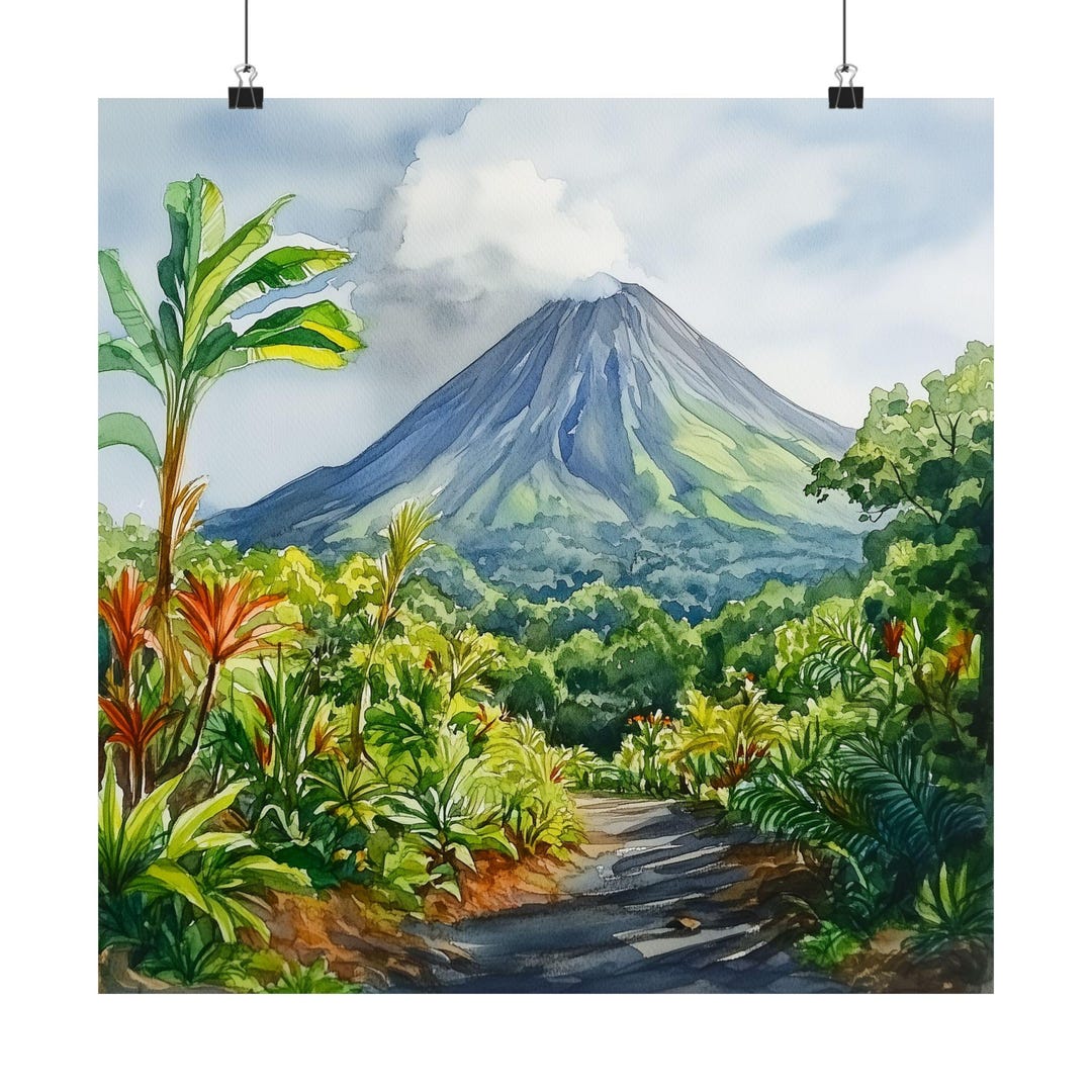 Arenal Volcano Watercolor Print: Costa Rica Rainforest Art, Travel Gift ...