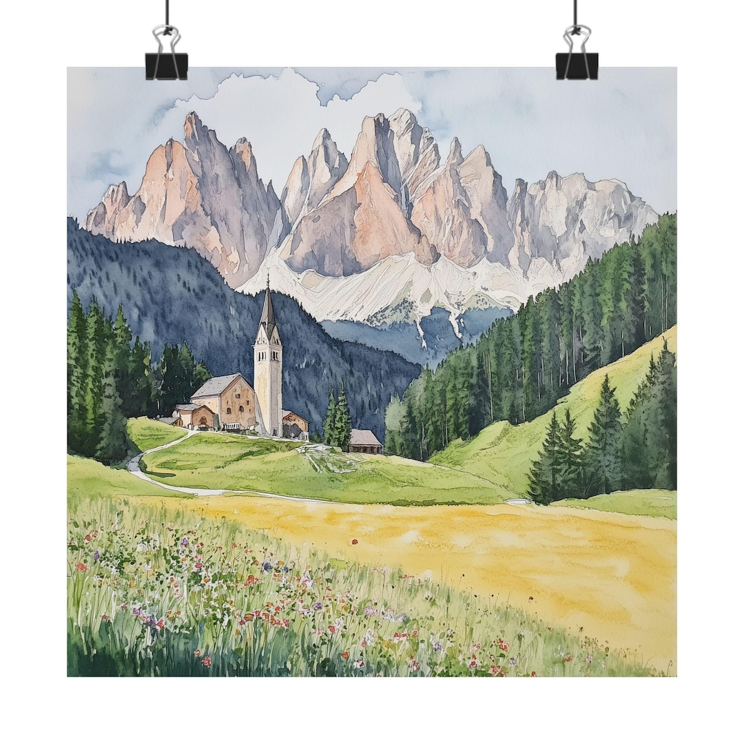Dolomiti Italy Art, Dolomites Mountains, Ski and Hiking Art, Nature ...