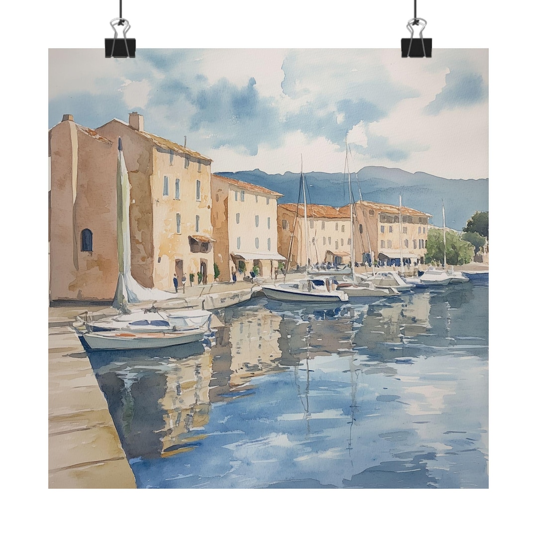 St Tropez Art, French Riviera Seascape Print, France Watercolor ...