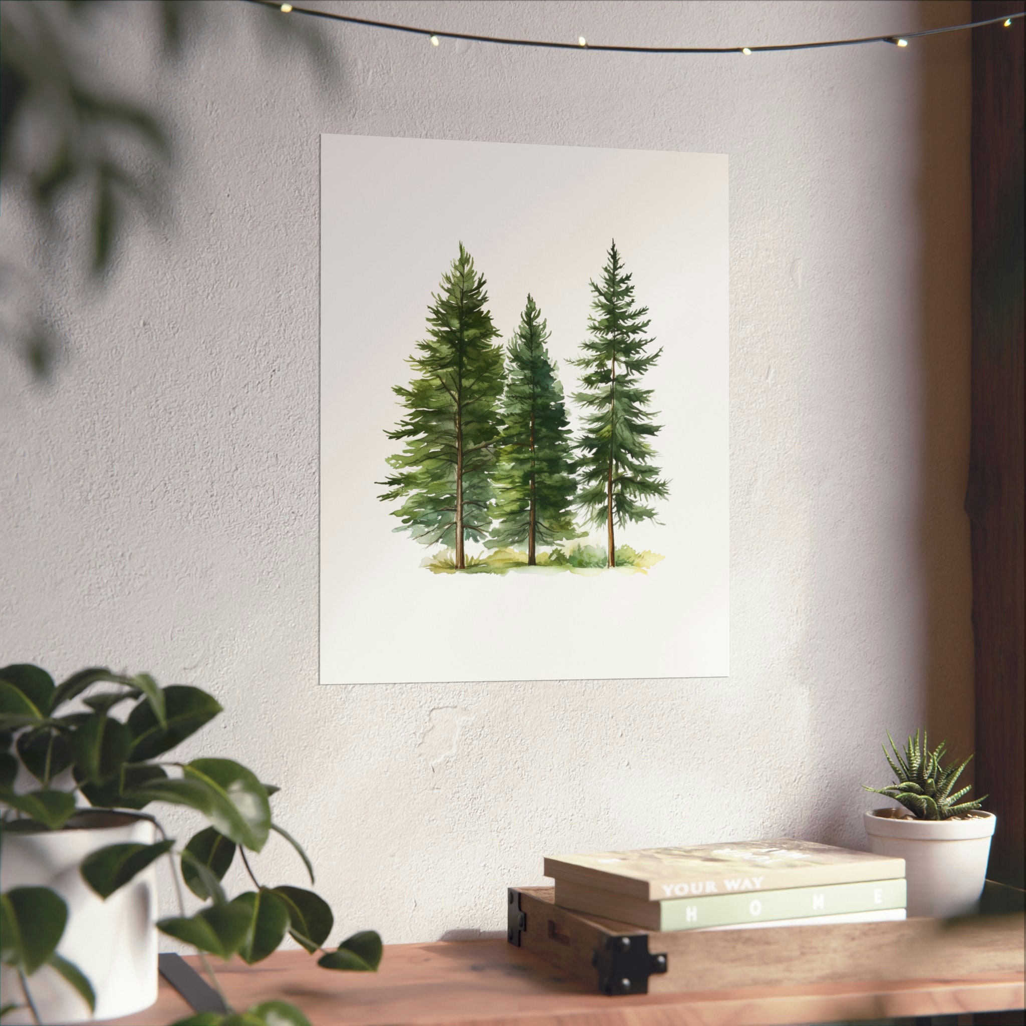 Watercolor Pine Trees Painting Misty Forest Art Print Pine Tree ...