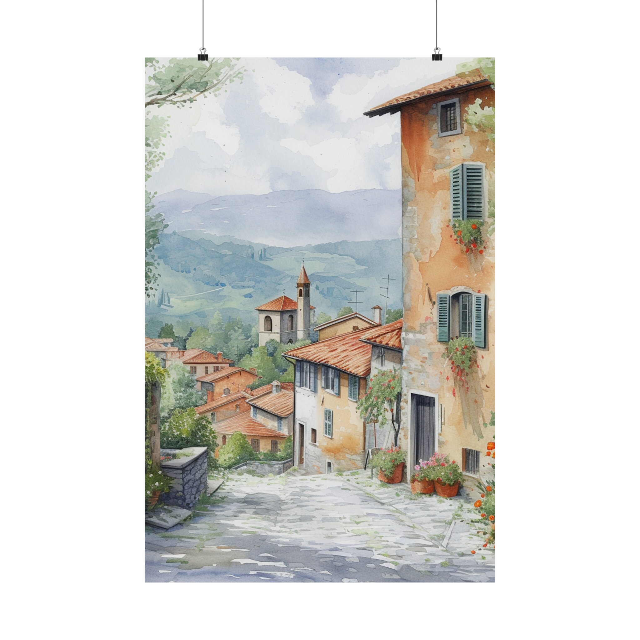 Florence Art Print, Tuscany Watercolor Painting, Countryside Italy Wall ...