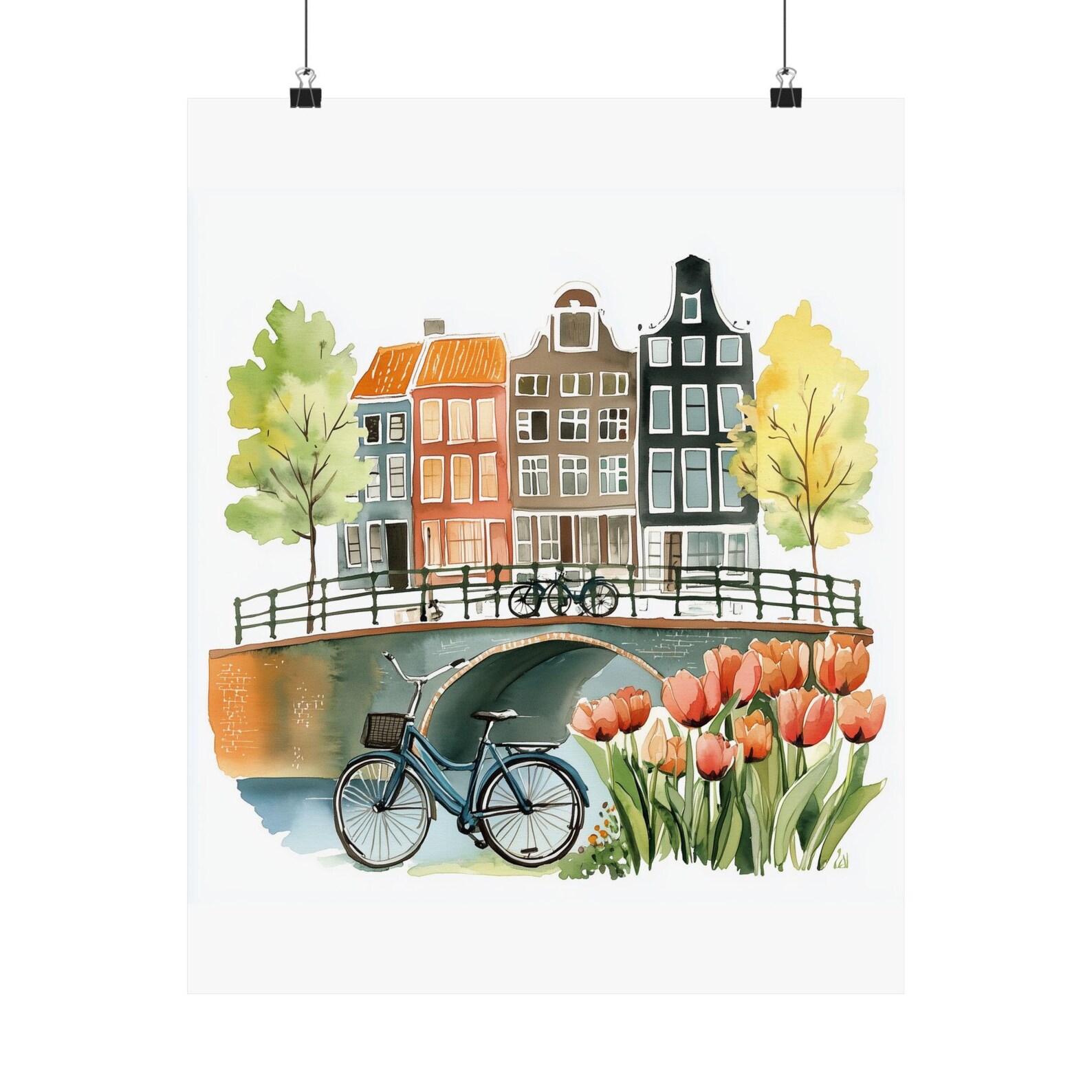 Amsterdam Netherlands Watercolor Art Print: Illustration Artwork ...