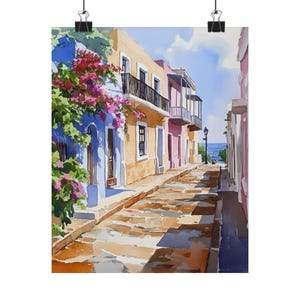 Puerto Rico Art, Old San Juan Watercolor Painting, Island Colorful ...