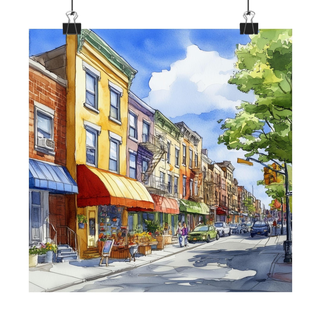 Brooklyn Streetscape Art, New York Print, NYC Wall Art, US City Artwork ...