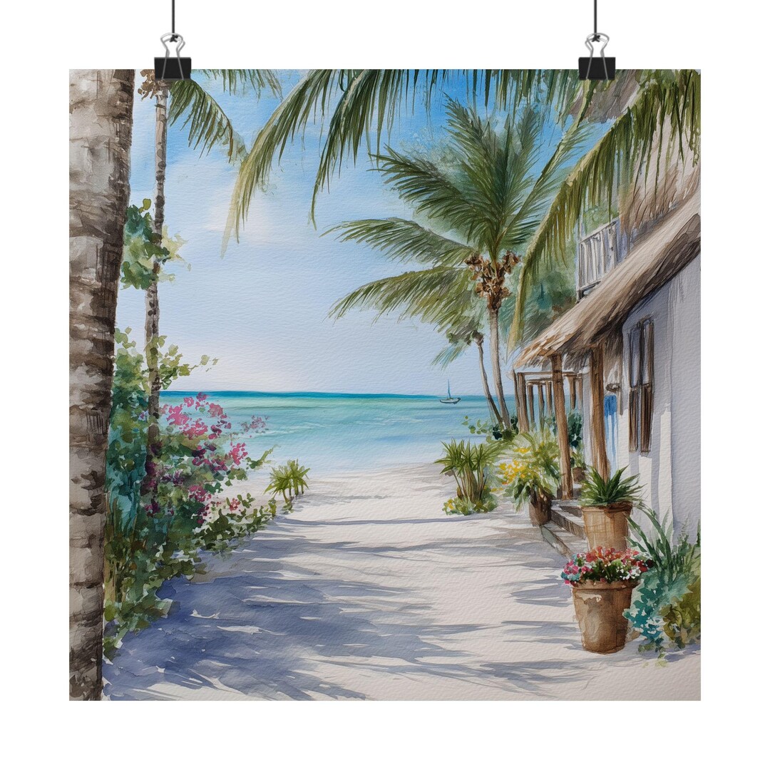 Holbox Mexico Watercolor Print: Mexican Island Artwork, Tropical Travel ...