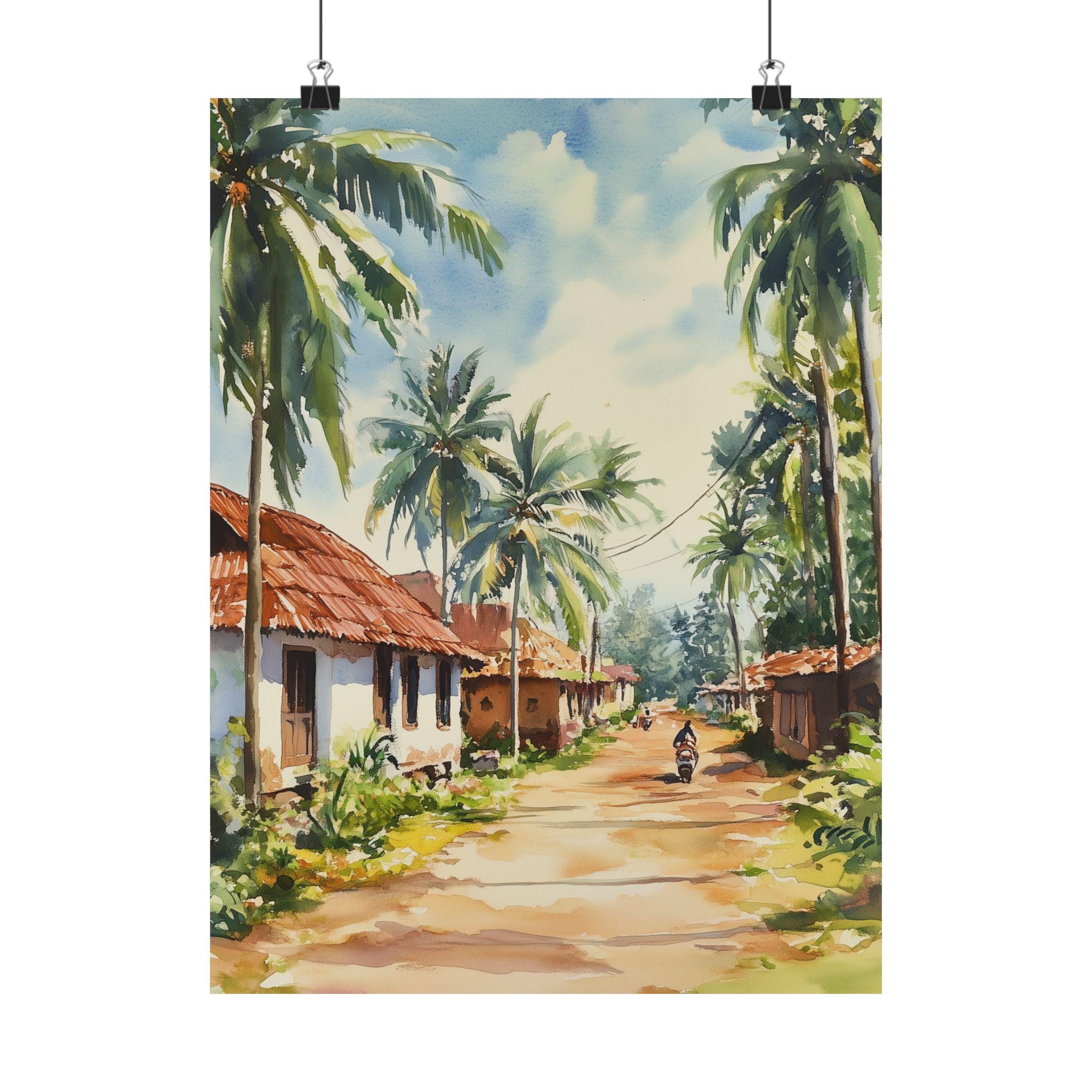Kerala Art, India Watercolor Painting, Streetscape Print, India Travel ...