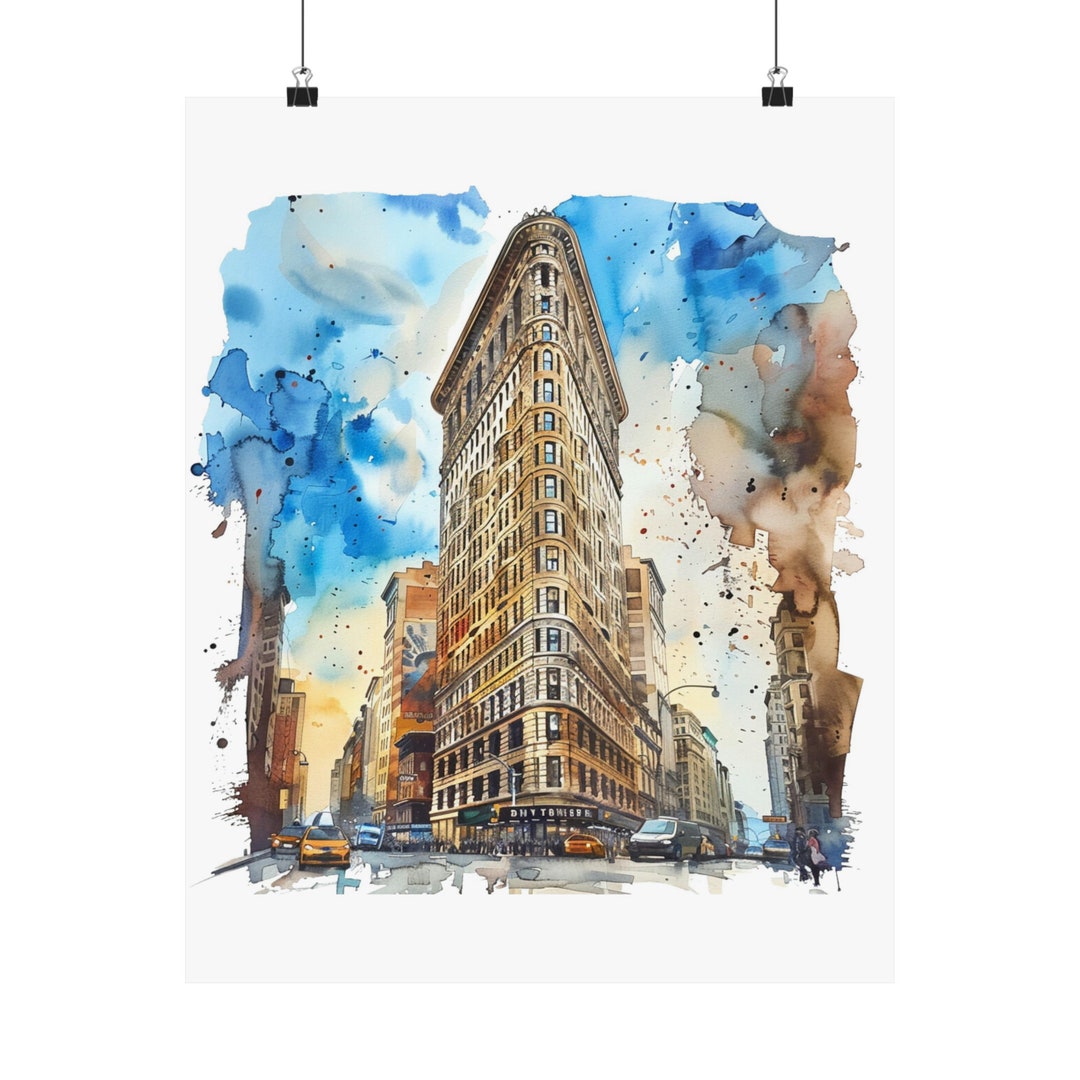 NYC Flatiron Building Wall Art, New York City Painting, Cityscape ...