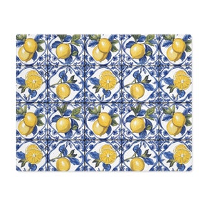 Italian Lemon Tiles Placemat, Lemons Placemat, Mediterranean Kitchen ...