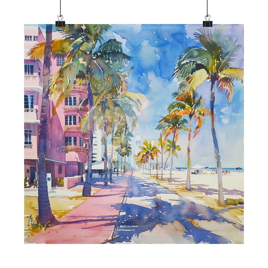 Miami South Beach Painting Florida Watercolor Art Print South Beach ...