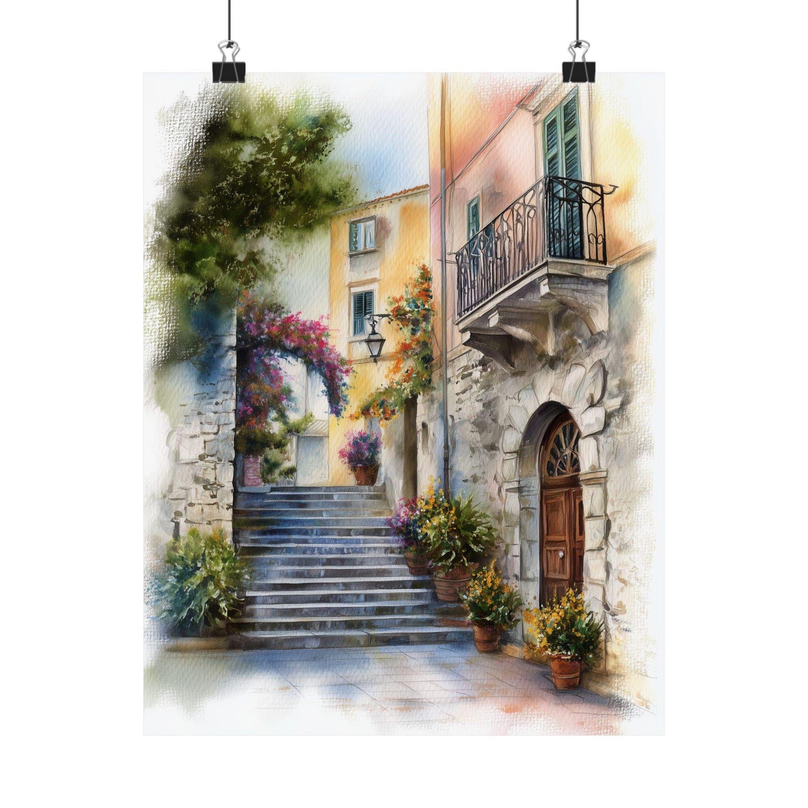 Gaeta Italy Watercolor Print: Vintage Italian Streetscape Art, Travel ...