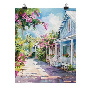 Key West Streetscape Print Florida Keys Painting, Watercolor Key West ...