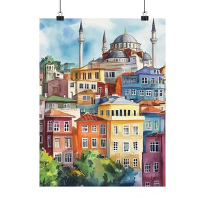 Istanbul Art Print, Turkey Cityscape Painting, Hagia Sophia, Turkish ...