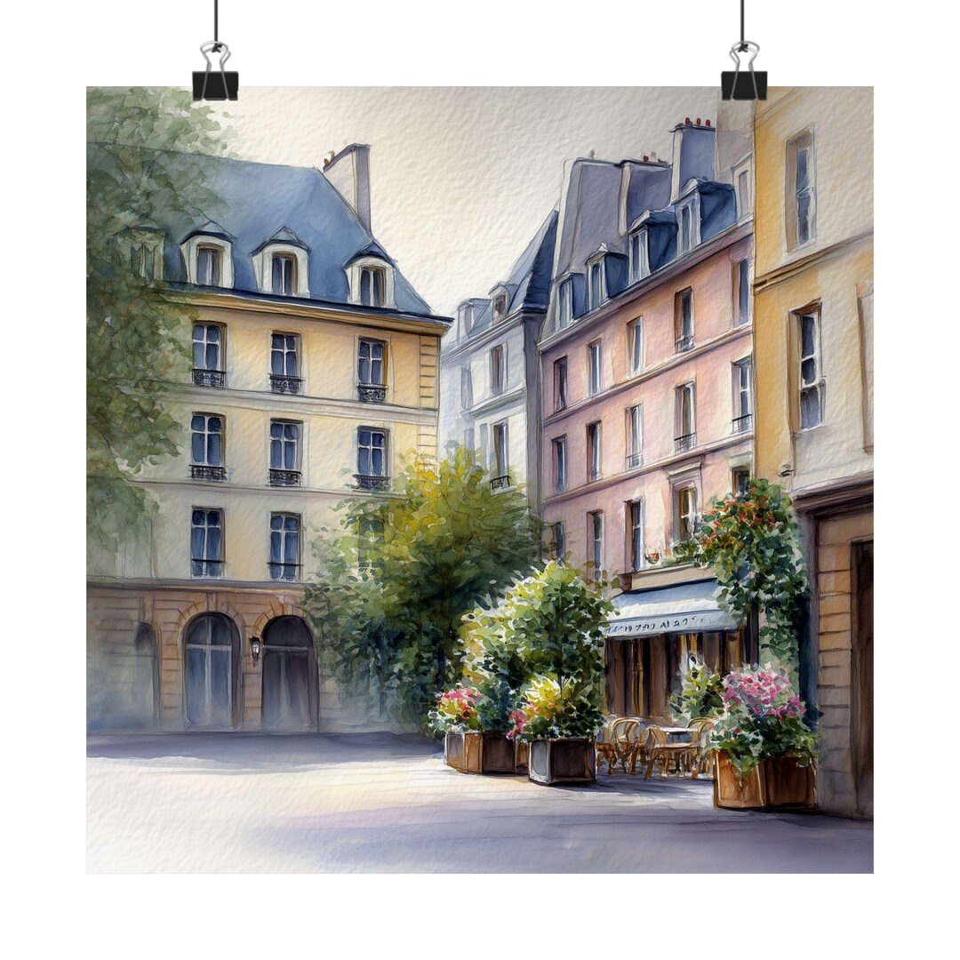 Le Marais Paris Print: Quaint Parisian Cafe Watercolor Art - Etsy