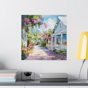 Key West Streetscape Print Florida Keys Painting, Watercolor Key West ...