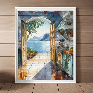 Capri Painting, Italian Kitchen Art, Vintage Italy Watercolor Print ...