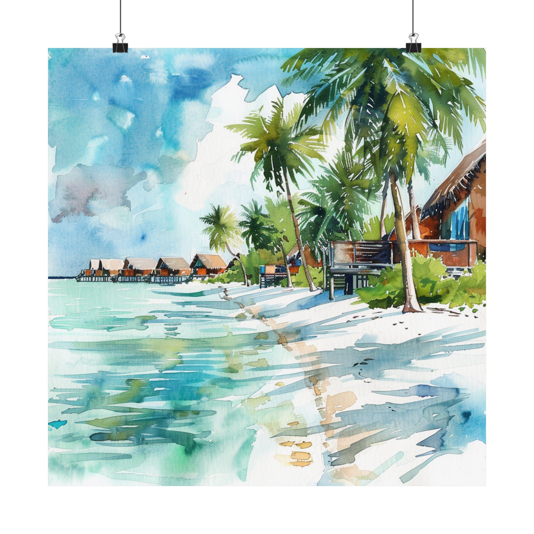 Maldives Painting Watercolor Art Print, Maldives Islands Wall Art ...