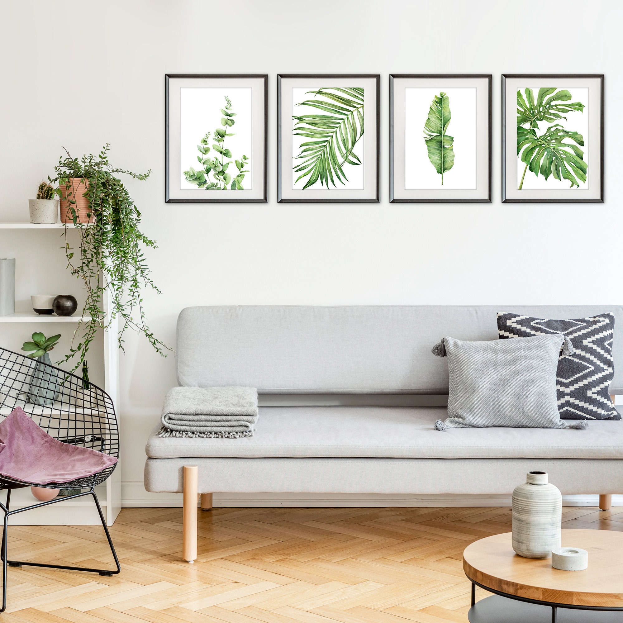 Botanical Prints Set of 4 Green Botanical Watercolour Leafy - Etsy UK