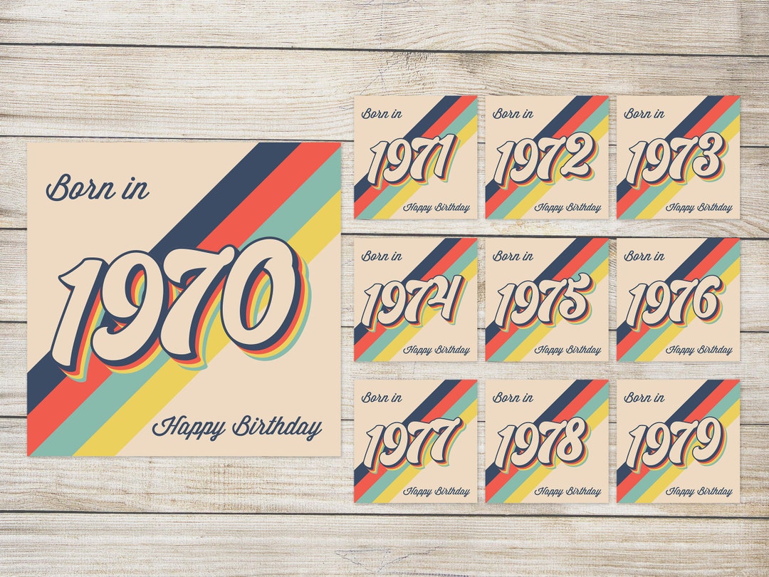 Born in the 70s Birthday Card, 1970s Seventies Retro Vintage Nostalgic ...