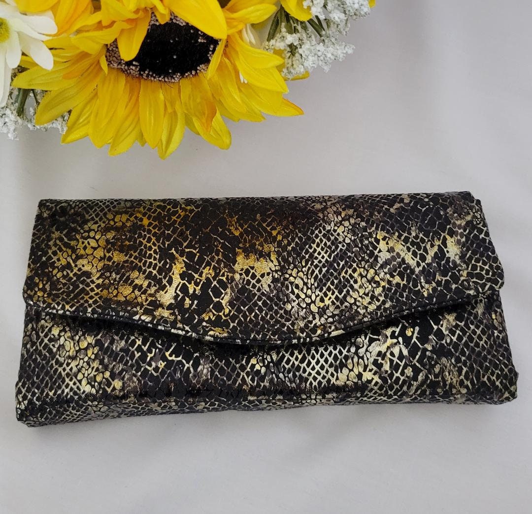 Black and Gold Clutch Wallet - Etsy