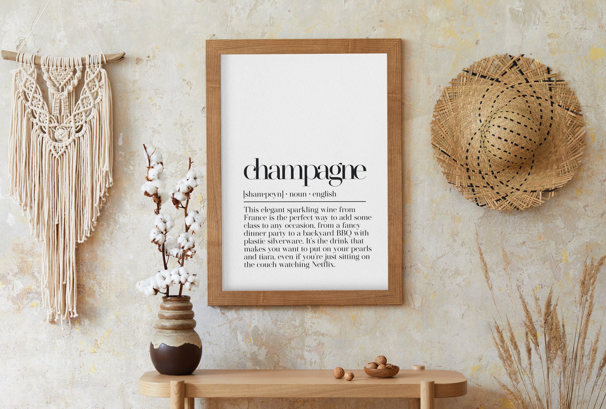 Champagne Definition Print, Champagne Poster, Bar Cart Decor, Bar ...