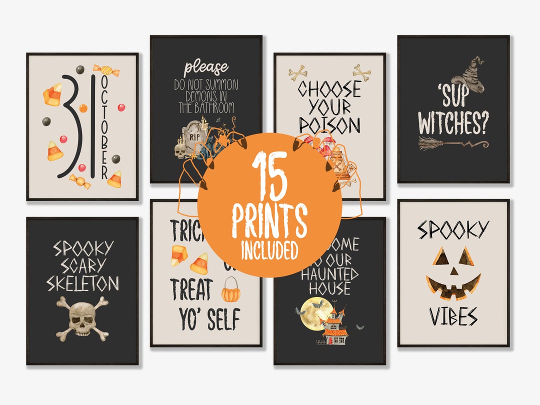 Halloween Gallery Wall Set, 15 Halloween Printables, Spooky Season ...