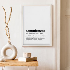 Commitment Definition Print, Office Wall Art, Printable Wall Art ...