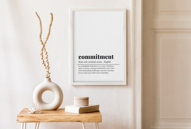 Commitment Definition Print Office Wall Art Printable Wall - Etsy