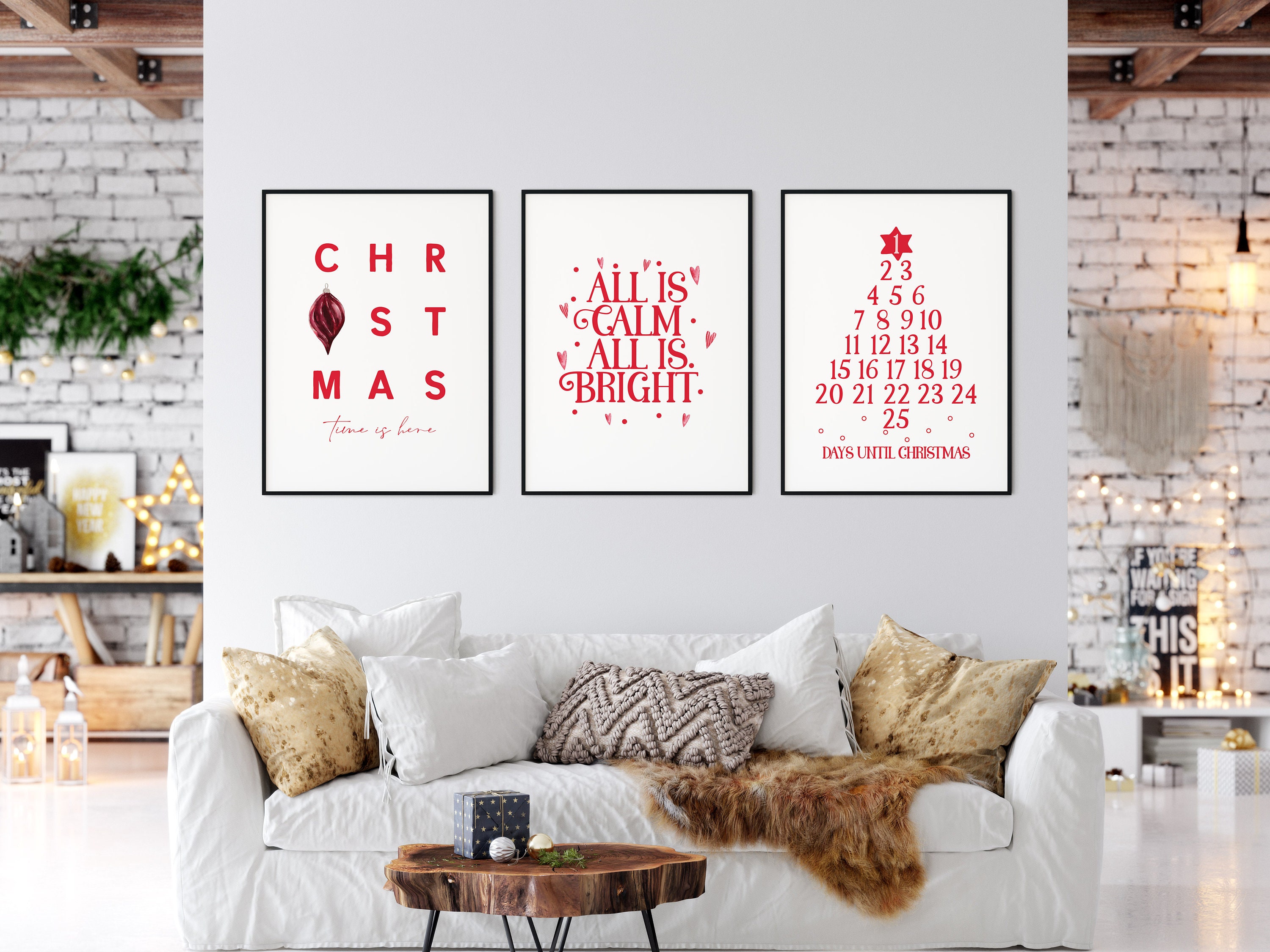 Christmas Prints, 32 Christmas Printables, Christmas Wall Art, Colorful ...